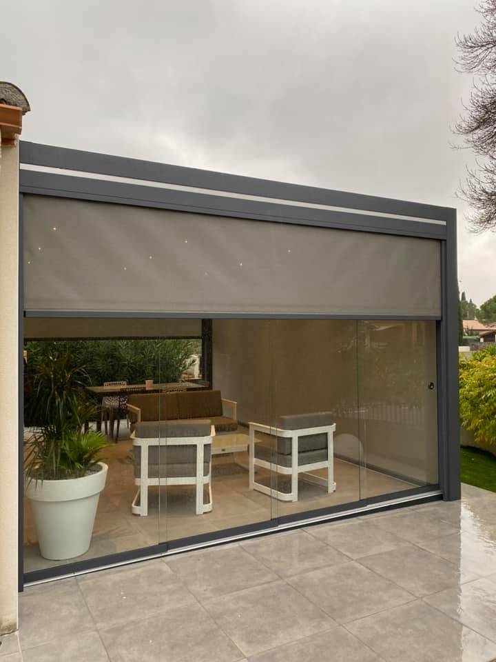 Vente de pergola bio climatique avec toile screen et chauffage intégré ...
